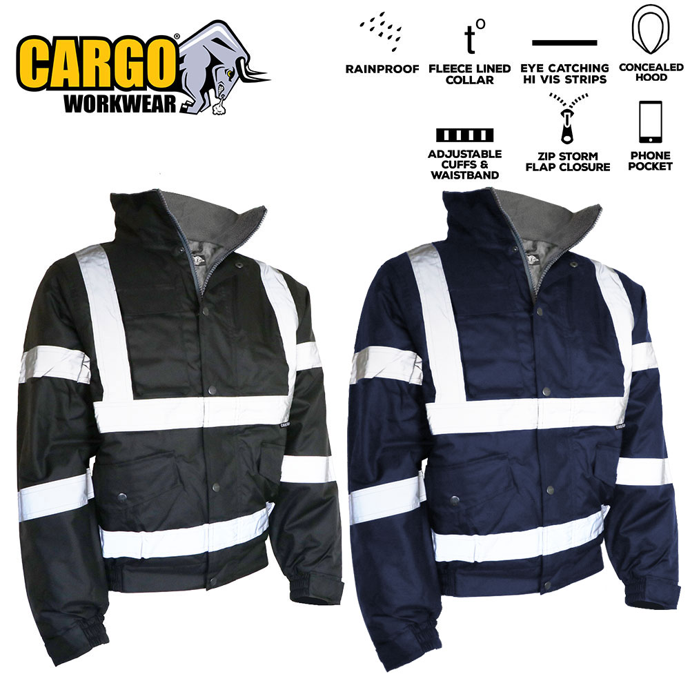 Cargo Security Bomber Rainproof Padded Hi Vis-Tape Jacket | WorkWear ...