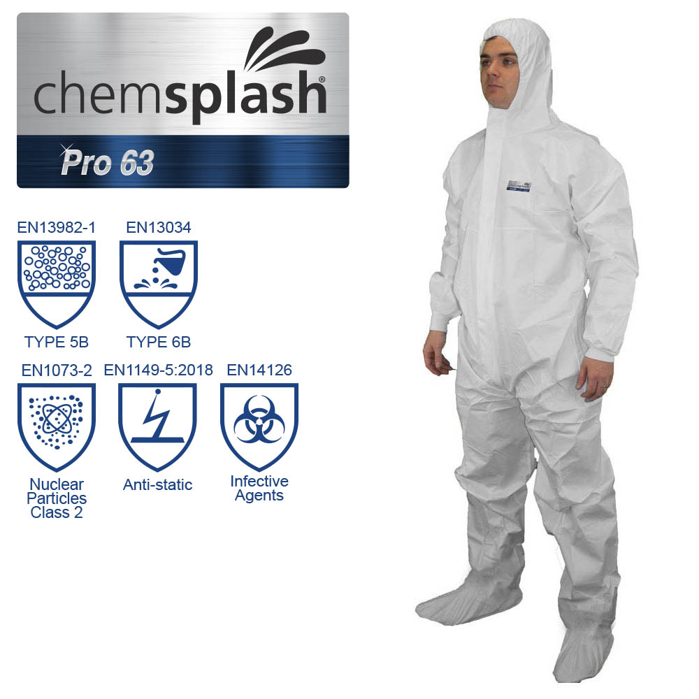 Chemsplash PRO 63 Coverall Type 5B/6B with Feet | WorkWear Experts