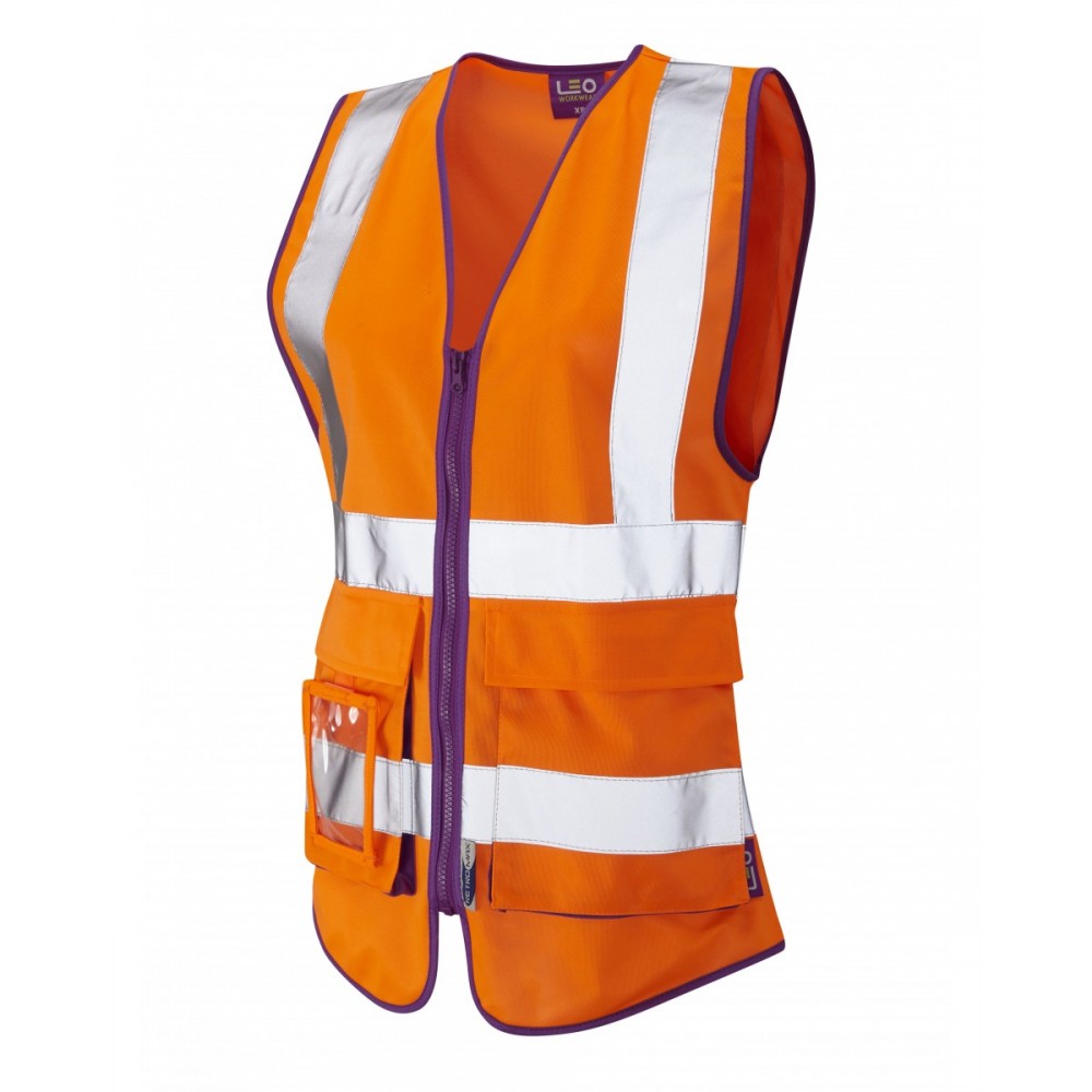 Lynmouth Ladies Fitting Hi-Viz Vest with Zip & ID Pocket | WorkWear Experts